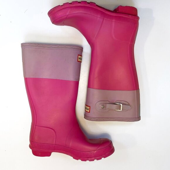 Hunter | Shoes | Hunter Girls Pink Colorblock Tall Rain Boots Size 3 ...